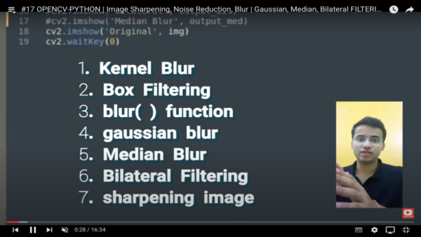 Opencv Python Image Sharpening Noise Reduction Blur Gaussian Median Bilateral Filtering